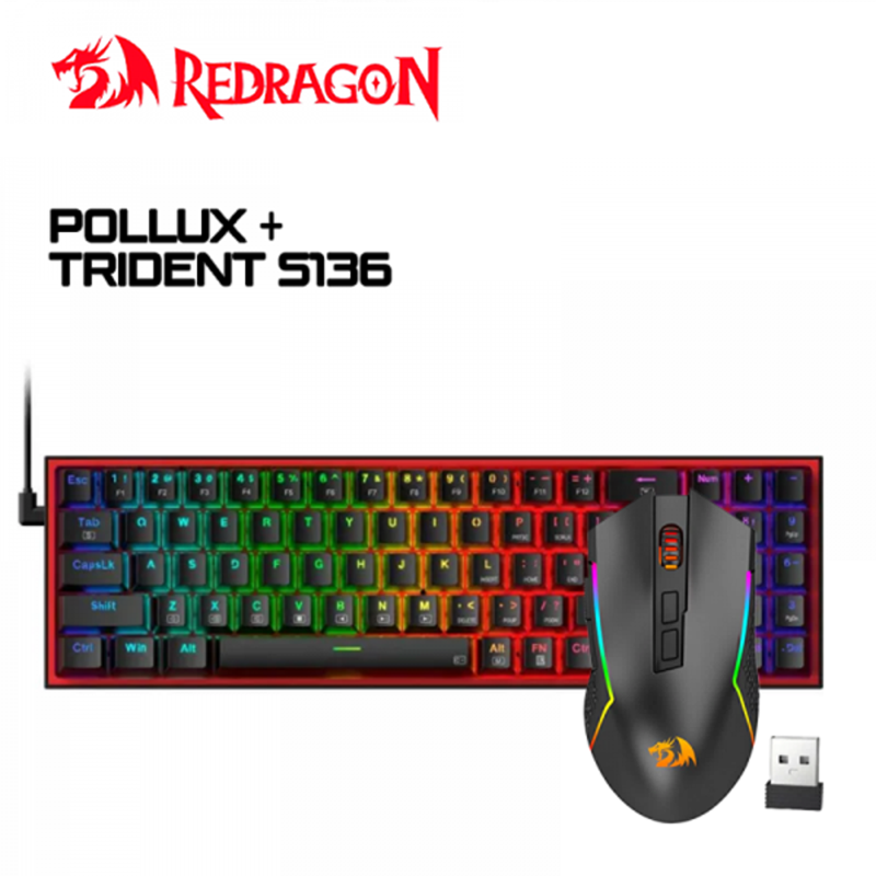 TECLADO KIT WIRELESS GAMING REDRAGON POLLUX ( S136 ) SWITCH RED